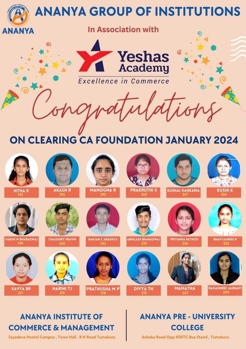 CA Results Jan 2024 Examinations - Ananya Institute of Commerce and ...
