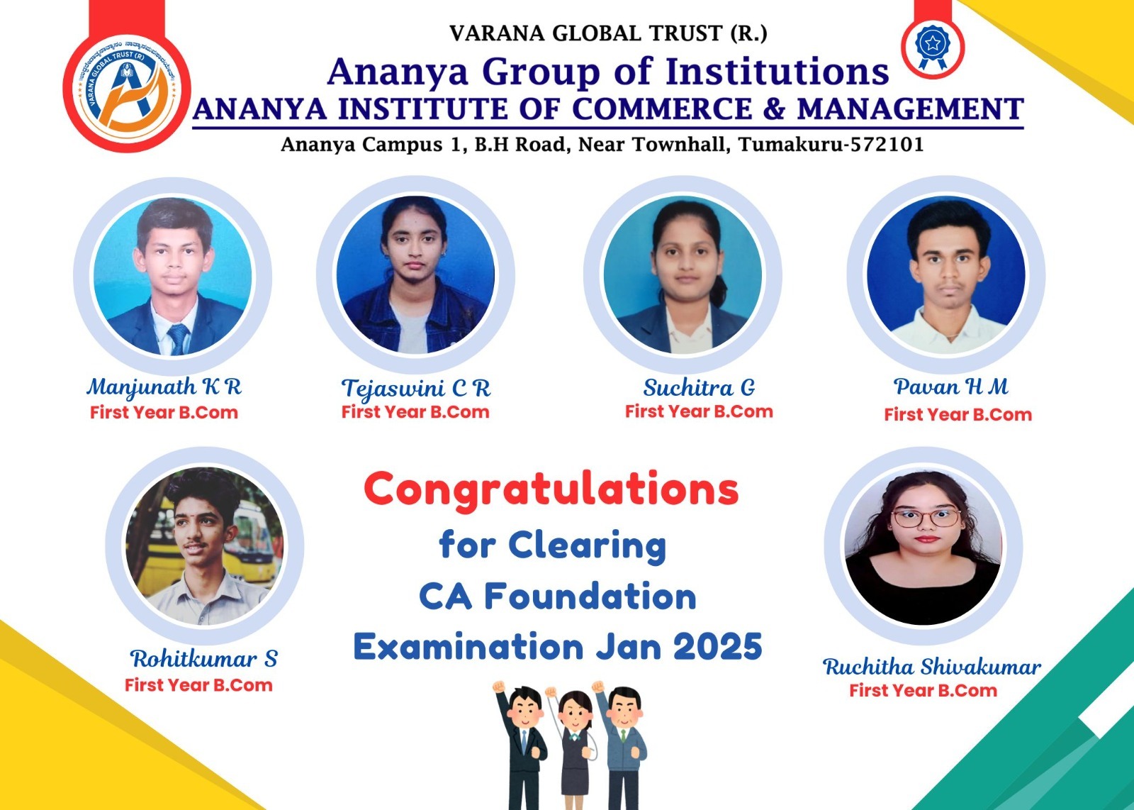 C A Foundation Exam Result Jan 2025 - Ananya Institute of Commerce and ...